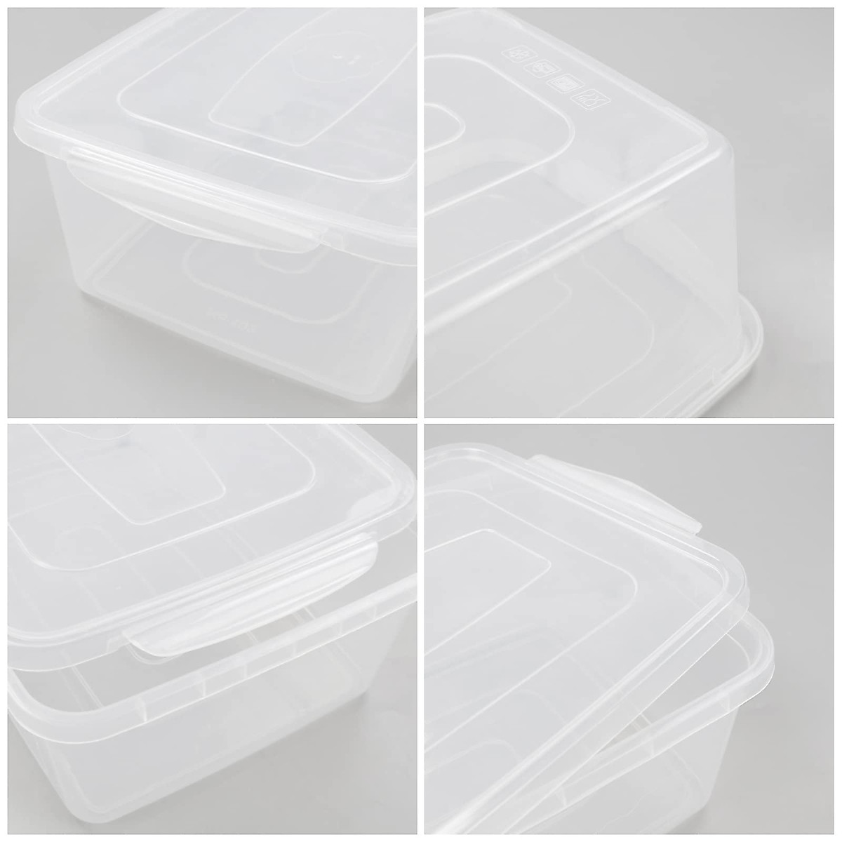 Kekow 4-Pack Plastic Clear Storage Bins with Lids, Plastic Latch Storage Boxes, 14 L