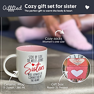 Triple Gifffted Best Sister Ever Coffee Mug & Socks, Gifts for Little Big Sisters from Brother, Birthday Presents Ideas, Valentines Mothers Day Christmas, to younger older sibling, Ceramic Cup 380ML