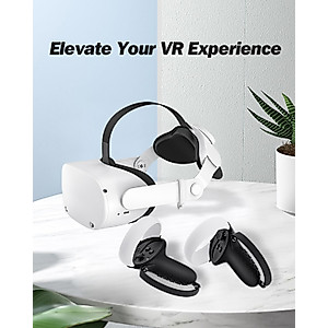 SUPERUS Controller Grips Cover for Oculus Quest 2, Anti-Slip Texture - VR Accessories Compatible with Meta Quest 2, Silicone Controller Grips Cover with Adjustable Knuckle Straps