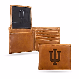 Rico Industries Indiana Hoosiers Laser Engraved Bill-fold Wallet - Slim Design - Great Gift By Rico Industries,Brown