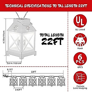 YUNLIGHTS Christmas Projector String Lights - 22.6FT 6PCS Lanterns in One String Lights for Indoor Outdoor Plug-in Christmas Snowflake Projection Lights for Christmas