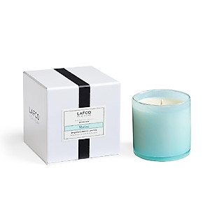 LAFCO New York Classic Candle, Marine - 6.5 oz - 50-Hour Burn Time - Reusable, Hand Blown Glass Vessel - Made in The USA