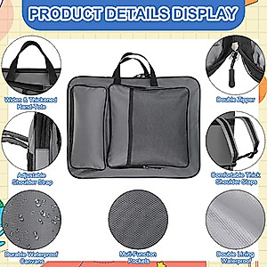 2 Pcs Art Portfolio Case, Art Portfolio Bag 16 x 18 Inch, Art Bag Organizer Backpack with Handle for Kids Artwork Children Drawing Lesson, Sketchbook Drawing Pencil Case Poster Board Project, Gray