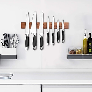 Utoplike 15" Teak Wood Magnetic Knife Strip, Knife Magnetic Holder Wall mounted Rack for Organizing Kitchen, New Upgrade, Powerful Continuous Magnet