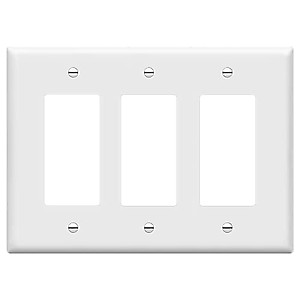 ENERLITES Decorator Light Switch or Receptacle Outlet Wall Plate, Mid-Size 3-Gang 4.88" x 6.77", Polycarbonate Thermoplastic, UL Listed, 8833M-W, White