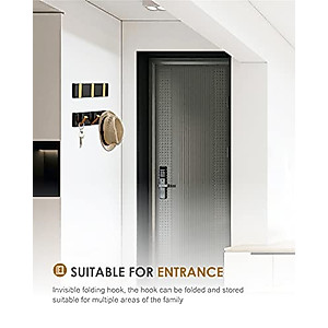 MrsJeggy 2 Pack，Watertight Black Gold Wall Hook，Towel Hooks for Bathroom Wall Mounted，Folding Black Coat Hook，No Punching，Wall Mounted Hook，Door Robe Hook，Bathroom Towel Hook，Also for Balcony，Kitchen