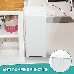 JAXPETY Tilt Out Trash Cabinet Kitchen Trash Can Holder Wood Laundry Hamper Recycling Trash Cabinet with Angle Adjustable Door, White (Single Door)