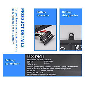 HXPK L18L4P71 L18M4P72 L18C4P71 Laptop Battery for Lenovo ThinkPad X1 Yoga 4th 5th Gen X1 Carbon 7th 8th Gen 2019 2020 Series SB10K97642 02DL004 SB10K97643 02DL005 SB10K97644 02DL006 51Wh 15.4V