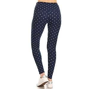 Leggings Depot High Waisted Camouflage & Multiple Print Leggings for Women-5" Yoga-R987, Retro Polka Dot, Plus Size