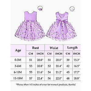 Qaoerde Baby Flower Girl Dresses 1st Birthday Outfit Girl Flower Girl Dress for Wedding Birthday Baptism Special Occasion Dress Violet