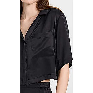 Lunya Women's Washable Silk High Rise Pant Set, Immersed Black, XS