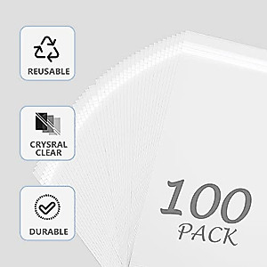 Somime 100 Pack Acid-Free Crystal Clear Sleeves Storage Bags for 8x10 Art Prints/Pictures/Photos/Framing Mat Mattes (Bag Size: 8 1/2” x 10 3/7”)