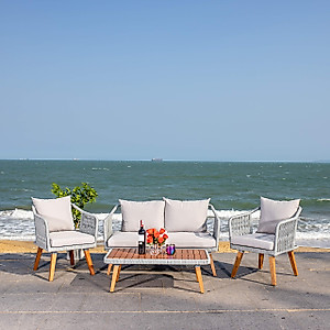 Safavieh Outdoor Collection Raldin Grey Rope 4-Piece Patio Set