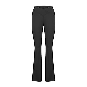 XUNRYAN Leggings for Women Bootcut Yoga Pants High Waisted Flare Leggings Palazzo Work Athletic Workout Yoga Pants w Pocket Black