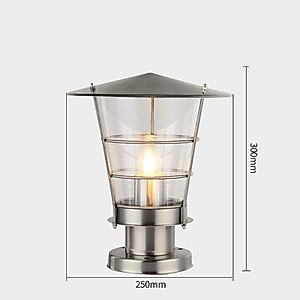 MODEBHD European Traditional Retro Acrylic Lampshade Column Lamps Lantern Outdoor E27 Pillar Lamp Balcony Waterproof Pillar Lights Round Shape Boundary Villa Park Decoration Rainproof Post Light