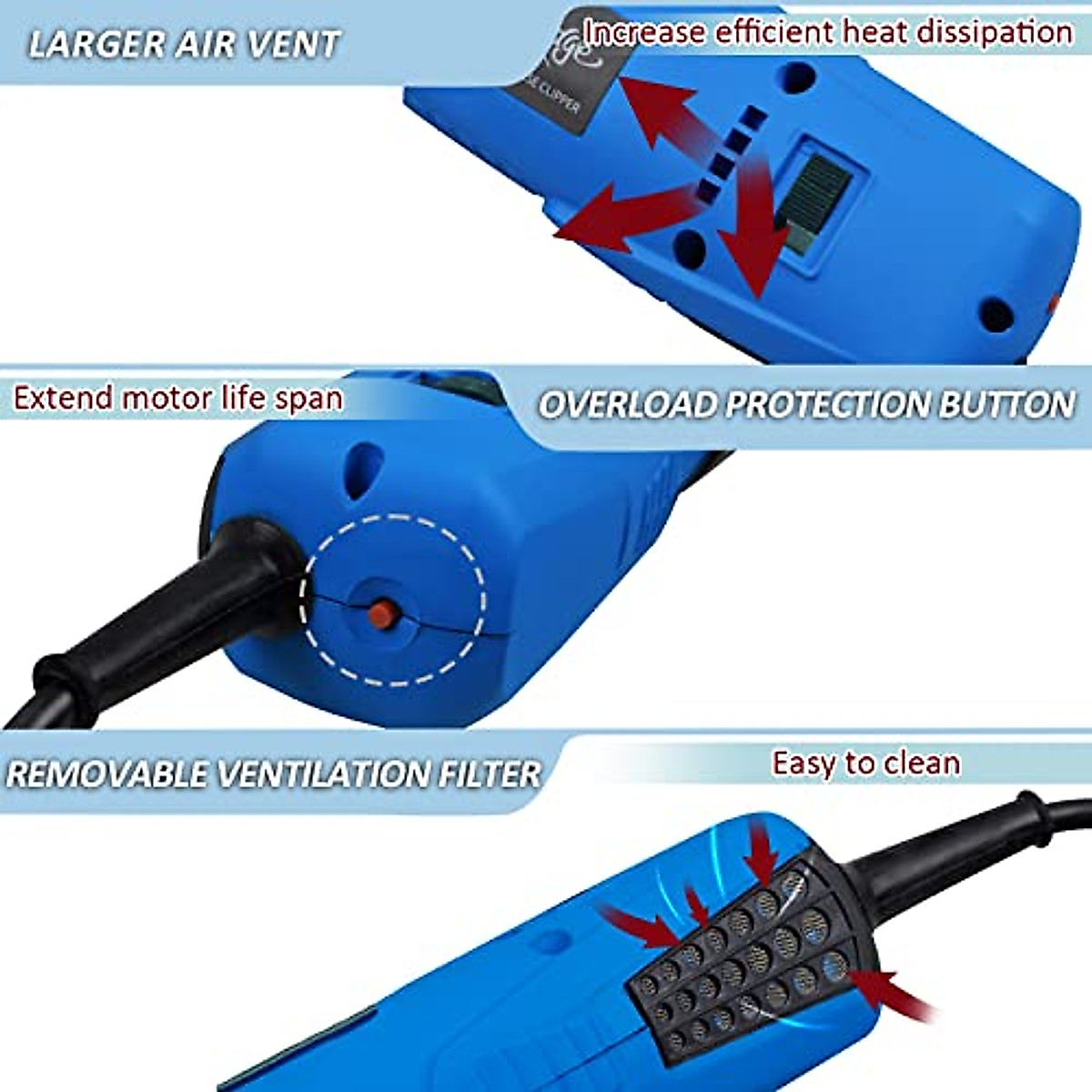 Wild Edge Horse Clipper, Heavy-Duty Light-Weight Professional Equine Horse Clipper and Grooming Kit for Donkey, Pony, Cattle