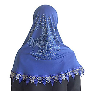 Modest Beauty Muslim Islamic Scarf Hijab for Women Girls Rhinestone Scarves With Embroidery Lacework