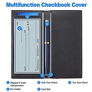 CASMONAL Premium Leather Checkbook Cover for Men and Women Checkbook Holder Wallet RFID Blocking