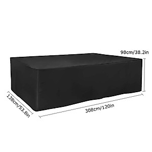 FLR 120x54x38inches Patio Table Cover Veranda Rectanguler Black Waterproof Outdoor Dinner Protector Dust-Proof Table Desk Cover Furniture Covers with Storage Bags for Garden Outdoor Indoor Furniture