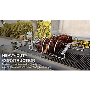 Everdure Rib Rack for Smoking and Grilling, Stainless Steel Meat Rack for Charcoal or Smoker Grill with Easy Grip Handles, Great for Whole Roasts or Racks of Ribs, Dishwasher Safe