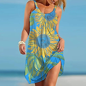 Padaleks Womens Summer Beach Dresses Sleeveless Spaghetti Strap Sexy Mini Dress Casual Loose Swim Cover Up Sundress