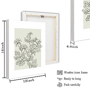 Anyzal Modern Minimalist Line Flower Canvas Wall Art 3 Piece Boho Botanical Plant Simple Natural Floral Leaf Pictures Wall Decor for Living Room Bathroom Bedroom 12x16 In/pc Ready to Hang