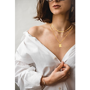 JoycuFF Gold Necklace for Women, Layered Trendy Jewelry for Teen Girls Aesthetic Birthday Gifts for Best Friends Initial Necklace Letter A Pendent 18K Gold Plated