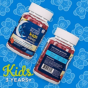Mommy's Bliss Kids Sleep Melatonin Gummies: Free of Artificial Colors, Flavors, or Gelatin, Strawberry Flavor, Age 3+, 60 Gummies