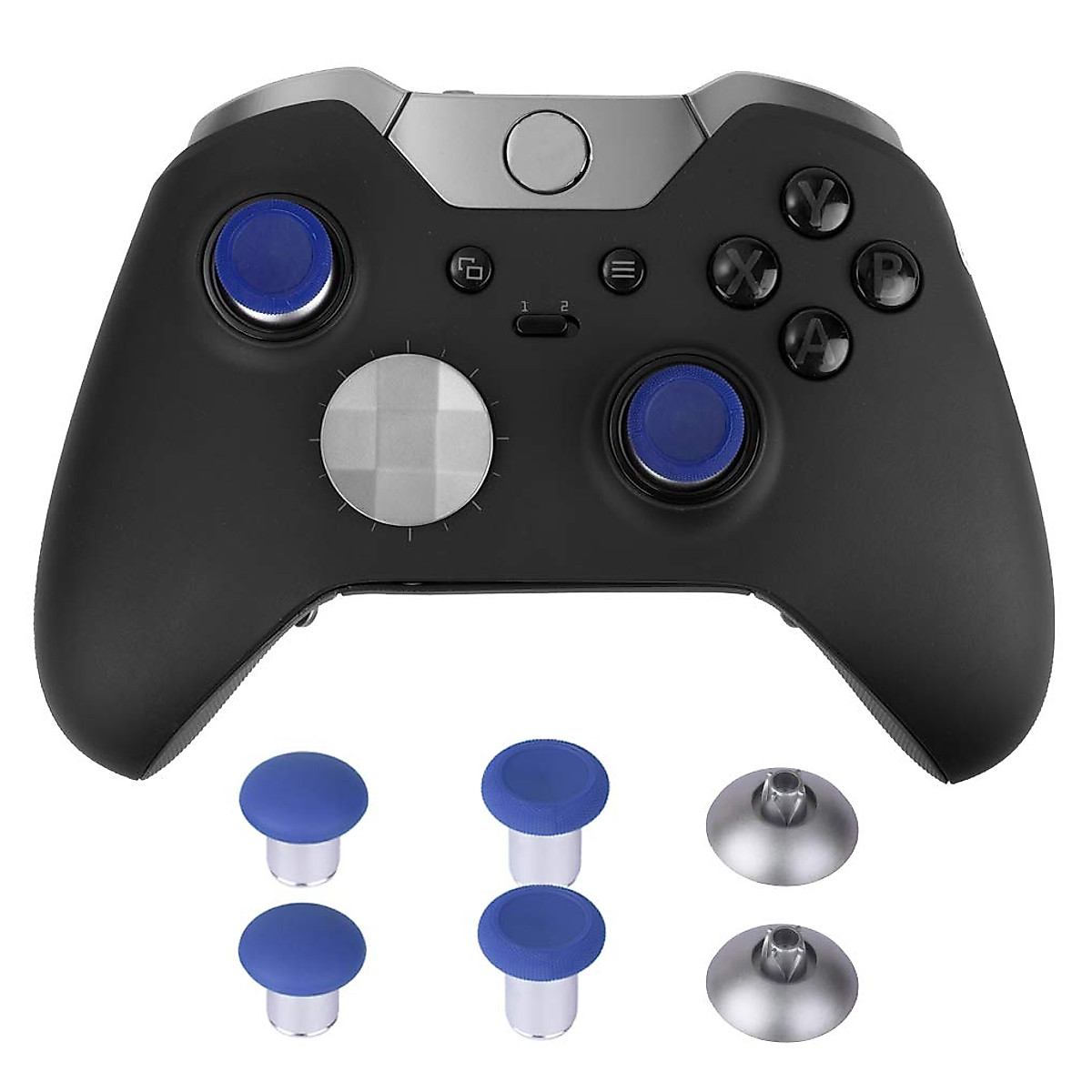 8 in 1 Metal Thumbsticks Joysticks Replacement, Swap Magnetic Analogue Stick Grips Buttons Parts with Repair Kit Accessories Compatible with Xbox one Elite Series 1/ PS4(Blue)