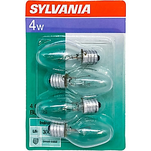 SYLVANIA Home Lighting Incandescent Small Appliances Bulb, C7-4-Watt, Clear Finish, Candelabra Base (4 Bulbs)