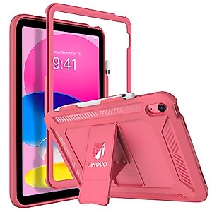 TiMOVO Case for iPad 10th Generation 2022 with Pencil Holder, Heavy Duty Shockproof Rugged Protective Cover for iPad 10th Gen 10.9 Inch, Watermelon Red