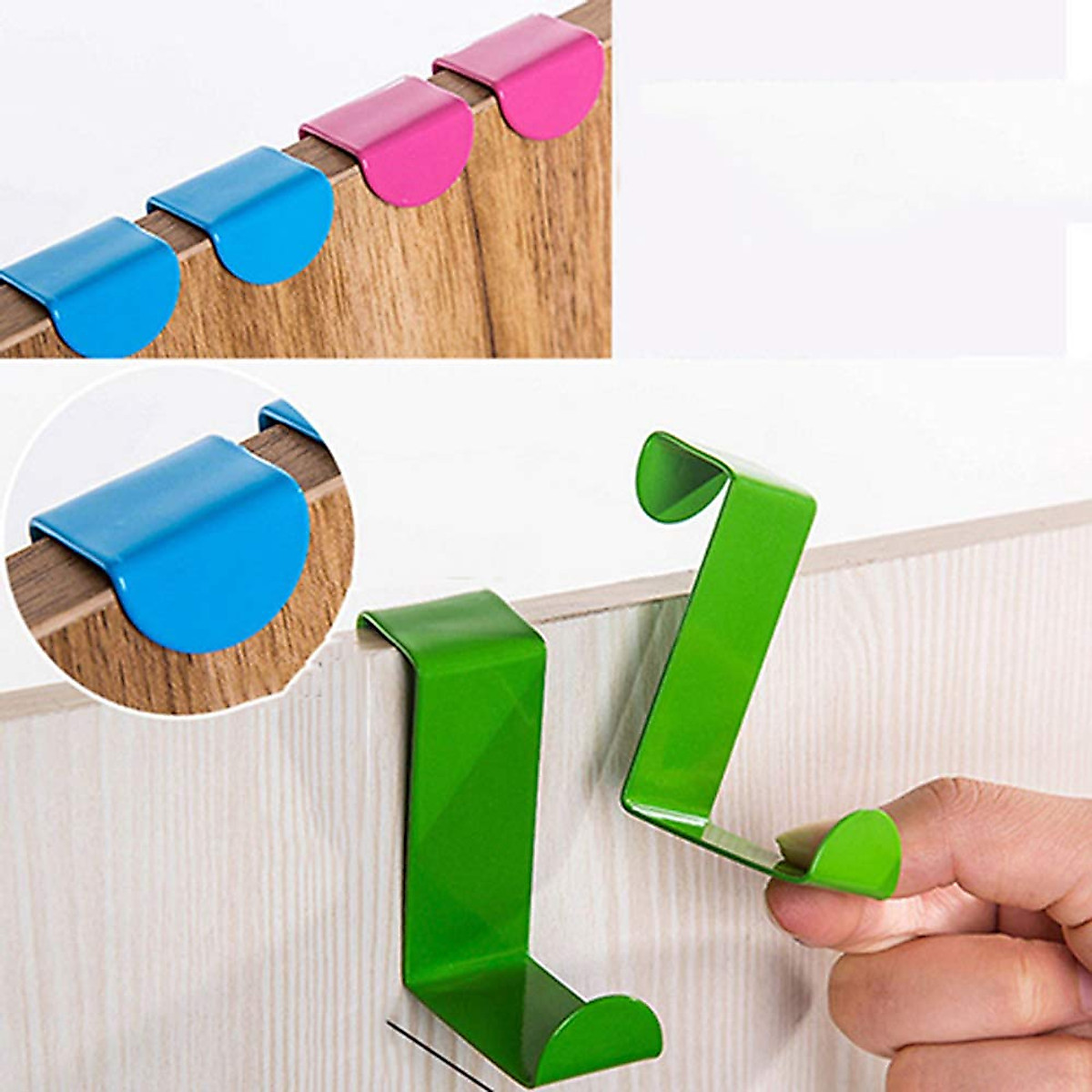 Baost 2 Pcs Stainless Steel Over The Door Hooks Z Shaped Hanging Hooks Bathroom Door Cabinet Back Hanger Hook Kitchen Space Saving Storage Organizer Rack for Towel, Hat, Coat Yellow