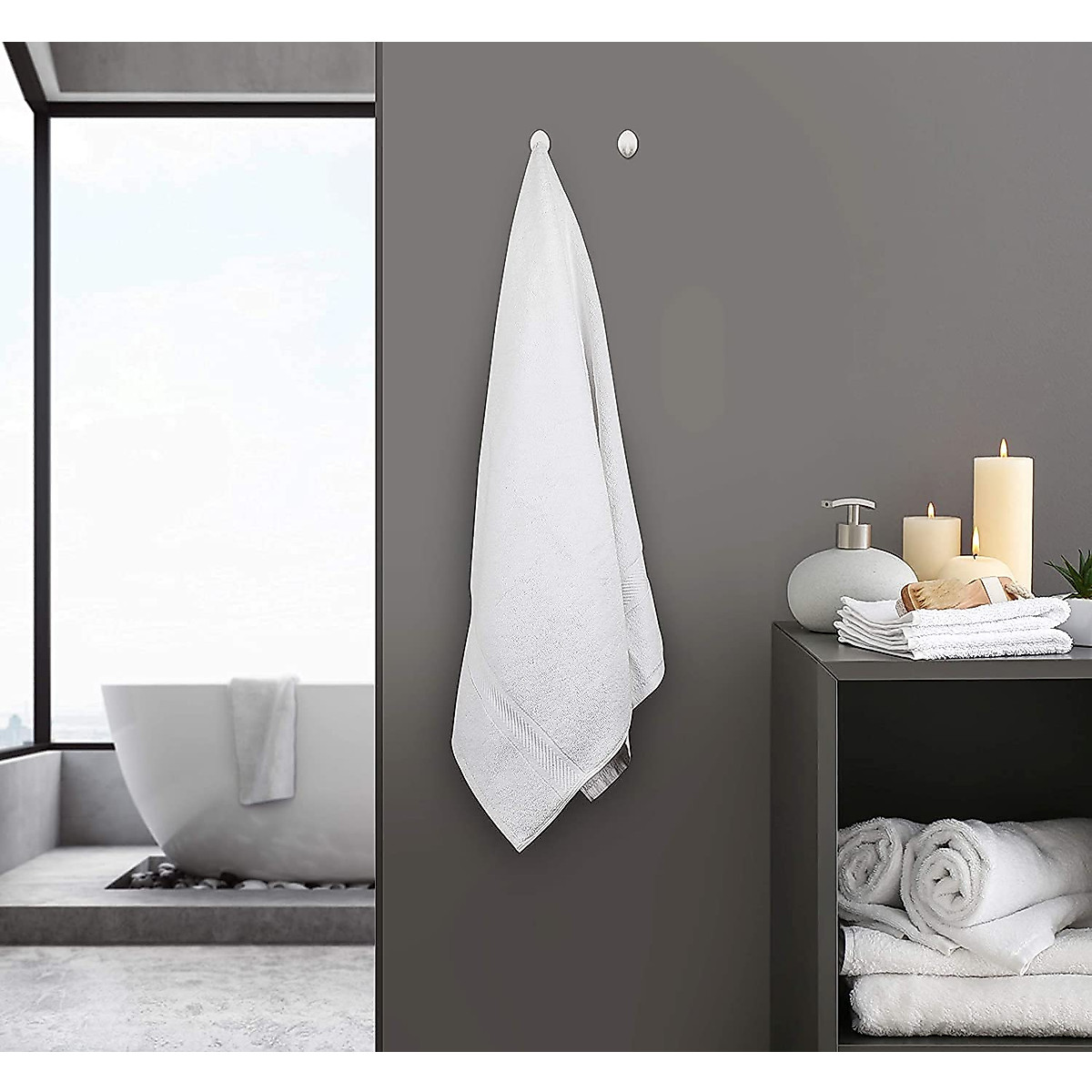 SIMPLI-MAGIC Cotton Set, Towels, 24x46, White, 6 Count