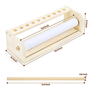 Beright Wooden Tabletop Paper Roll Dispenser, not with Paper, Suitable Size for 11.8" Width Paper Rolls, Desktop Solidwood Easel for Kids Drawing and Writing