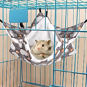 Petmolico 2 Pack Small Animal Hanging Hammocks, Warm Plush Bunkbed Hammock and Hideout Bed for Hamster Gerbil Small Rats Sugar Glider Hedgehog, Coffee Heart