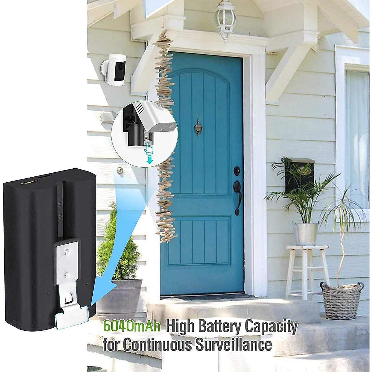 2 Pack 6040mAh Replacement Battery with Charger Station for Ring-Doorbell Camera 2/3/4, Spotlight Camera and Stick Up Cam, Rechargeable Upgraded Lithium Li-ion Batteries 3.65V Camera Indoor