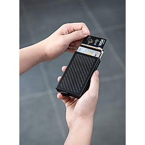 VULKIT Pop Up Wallet, Slim Minimalist Credit Card Holder RFID Blocking Metal Card Case for Men or Women