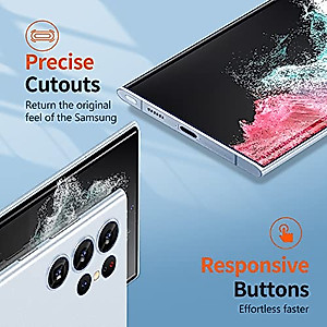 Purluct Slim for Samsung Galaxy S23 Ultra Case,Paper-Thin Matte Finish Skin Back [Anti-Fingerprints& Non Yellowing] Ultra Protective Cover with Camera Protection for Men 6.8 Inch (Frosted Clear)