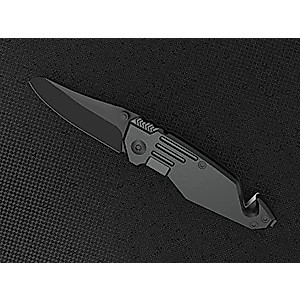 Pocket Knife, SHARKNIGHT EDC Pocket Knife 440C 2.56 inch Blade Wire Cord Cutter Glass Breaker Built-on Belt Clip Safe Lock Aluminum Handle Folding Knife for Outdoor Survival Camping Gift for Gentlemen