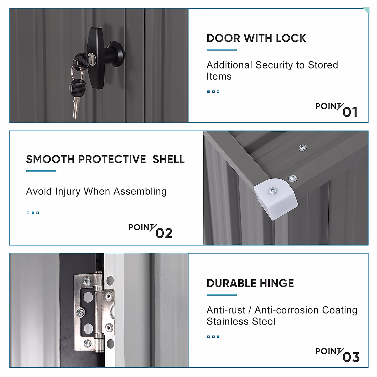 Verano Garden 8x6 FT Outdoor Storage Shed, Galvanized Steel Metal Garden Shed, Double Door W/Lock, Outdoor Storage Tool House for Backyard, Patio, Lawn