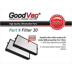 GoodVac H13 True HEPA 2-Pack Replacement Filter Kit Compatible with Inofia 1608 (PM1608)