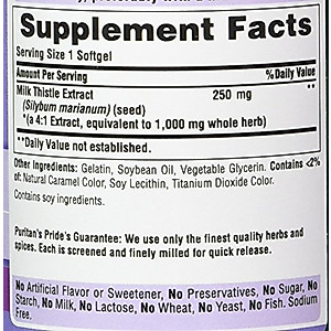 Puritan's Pride Milk Thistle 4:1 Extract 1000 Mg Softgels (Silymarin), 180 Count (Pack of 2)