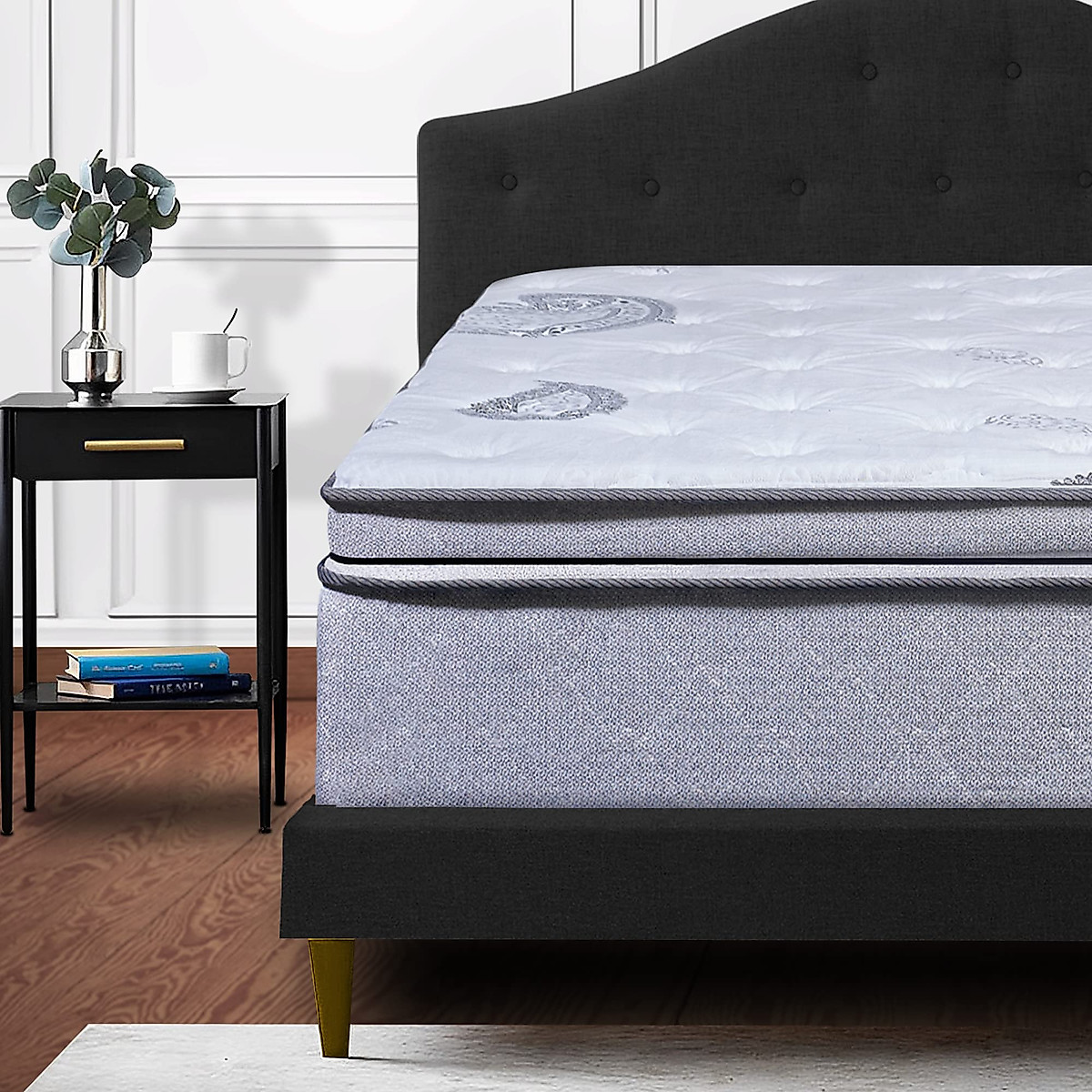 Greaton 13" Plush Foam Encased Mattress with Pillow Top, Soft and Comfortable Bed Mattresses for Complete Body Support and Maintain Correct Posture, Fully Assembled Bedding, Grey, Full XL