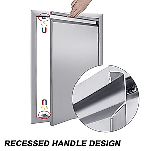 JIE JIN BBQ Access Door 17" W X 24" H 304 Stainless Steel Outdoor Kitchen Accessories Door for Indoor/Outdoor Kitchen Outdoor Cabinet BBQ Island