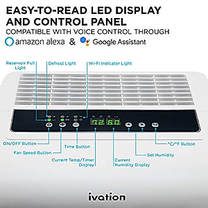 Ivation 4,500 Sq Ft Smart Wi-Fi Energy Star Dehumidifier with App, Continuous Drain Hose Connector, Programmable Humidity, 2.25 Gal Reservoir for Medium and Large Rooms (4,500 Sq Ft)