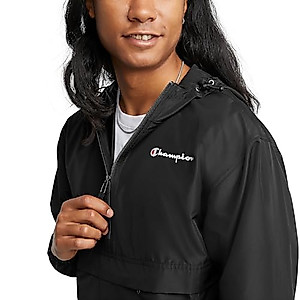 Champion mens Packable - Solid Jacket, Black-549369, Large US