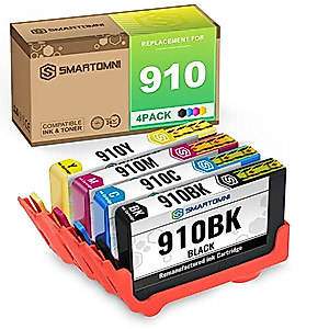 S SMARTOMNI 910 Remanufactured 910 XL Ink Cartridge Replacement for HP 910XL 910 Ink Cartridge for use in HP OfficeJet Pro 8015 8018 8020 8022 8024 8025 8028 8031 8033 8034 8035 (KCMY, 4 Pack)
