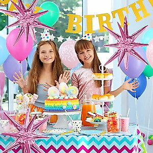 Star Foil Mylar Balloons Pink Party Decorations 6 Cone Spike Explosion Star Balloons 22 Inch Large Starburst Balloons Party Supplies for Wedding Christmas Birthday Bachelorette Mean Girl Party