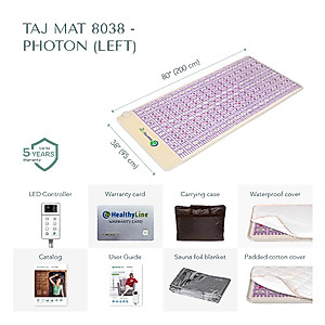 Healthyline Advanced Infrared Heating Pad - Amethyst, Tourmaline and Jade Gemstones - Photon Lights, Negative Ions and Hot Crushed Stones - TAJ Split Inframat Pro (1/2 King, Left)