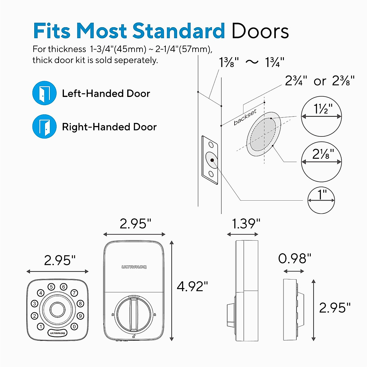 Smart Lock, ULTRALOQ U-Bolt Pro with Bridge WiFi Adaptor, 6-in-1 Keyless Entry Door Lock with App, WiFi, Bluetooth, Fingerprint and Keypad, ANSI Grade 1 Certified, Smart Door Lock, Front Door Lock